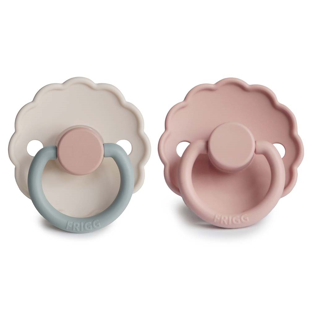 FRIGG Daisy - Round Silicone 2-Pack Pacifiers - Blush/Cotton candy - Size 1