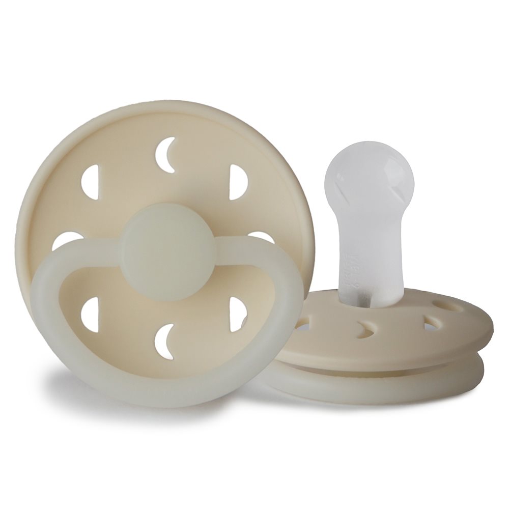 FRIGG Moon Phase - Round Silicone Pacifier - Cream Night - Size 2