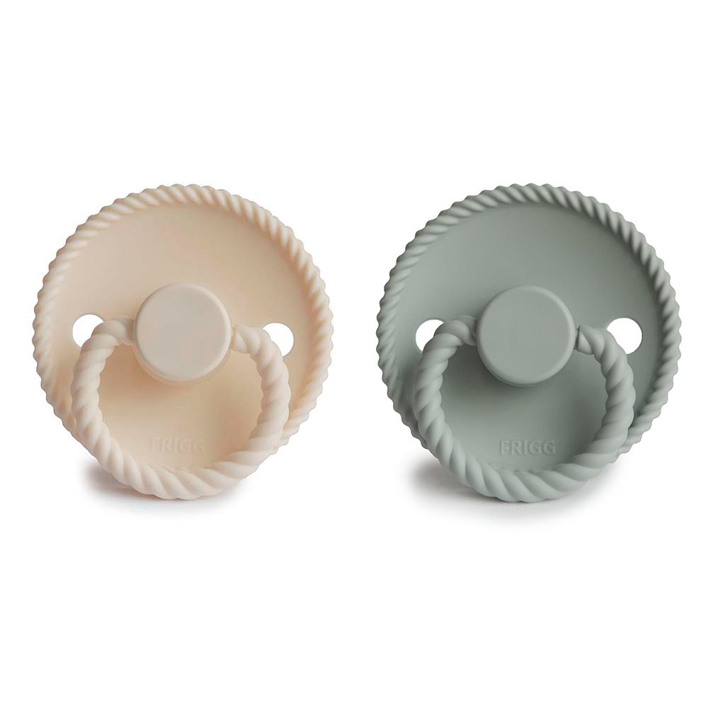 FRIGG Rope - Round Silicone 2-Pack Pacifiers - Cream/Sage - Size 1
