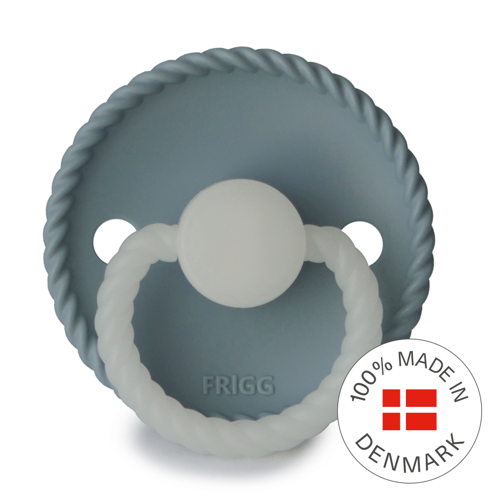 FRIGG Rope - Round Silicone Pacifier - Stone Blue Night - Size 2