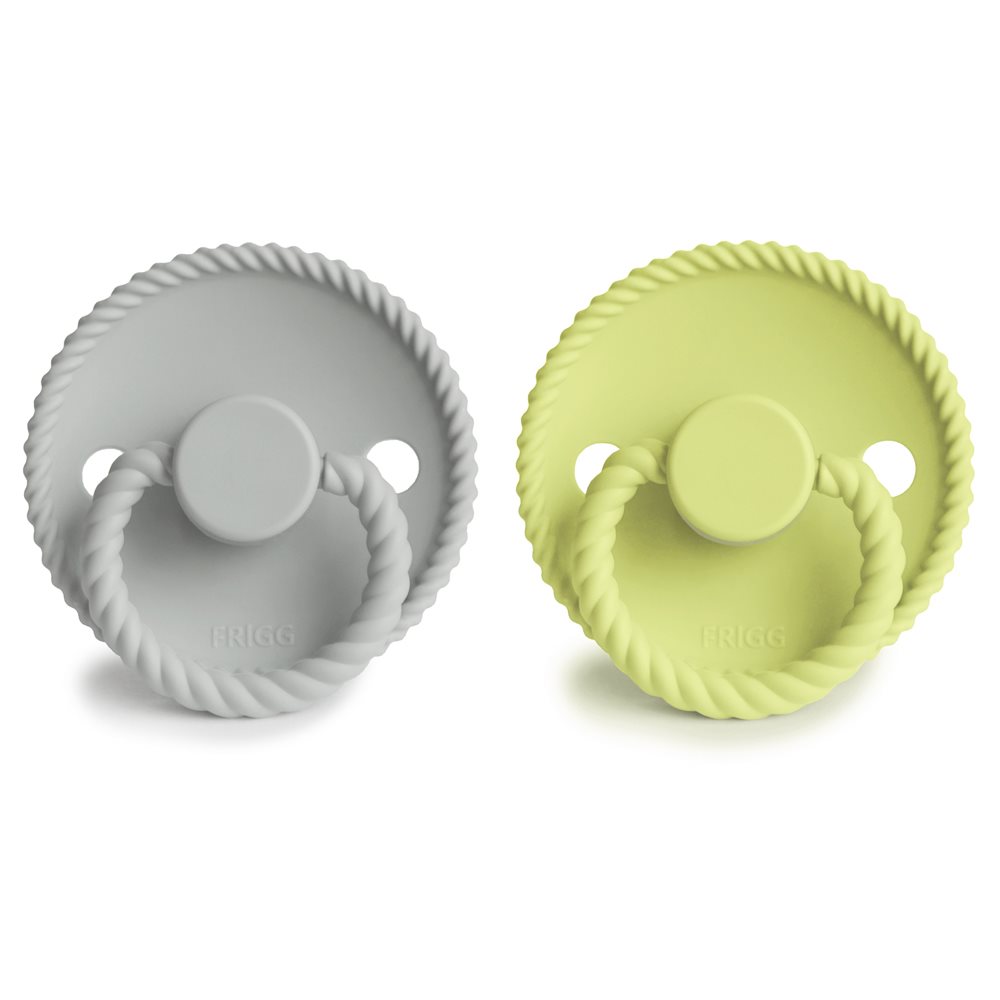 FRIGG Rope - Round Silicone 2-Pack Pacifiers - Silver Gray/Green Tea ...