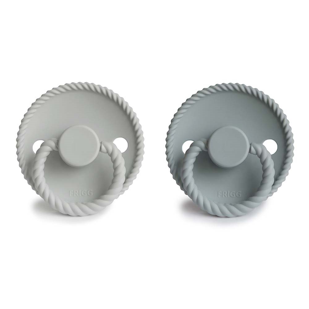FRIGG Rope - Round Silicone 2-Pack Pacifiers - French Gray/Silver Gray ...
