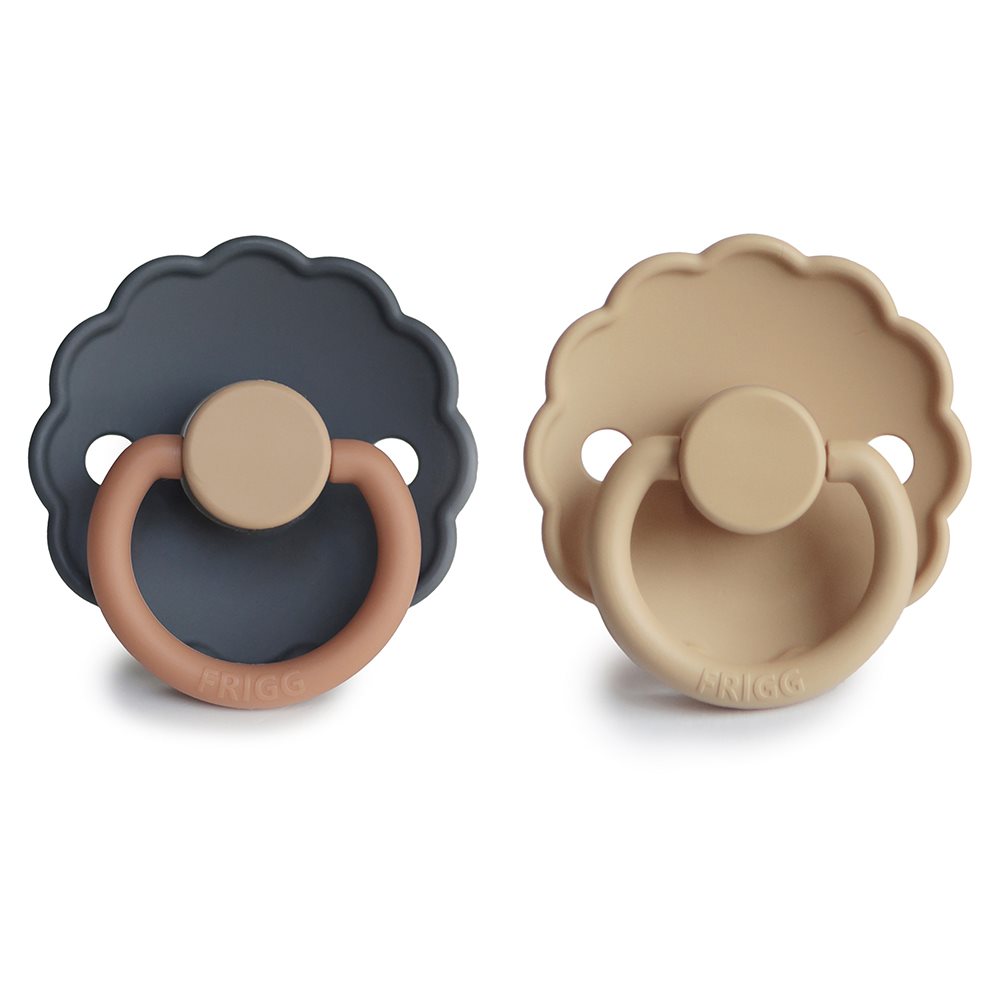 FRIGG Daisy - Round Silicone 2-Pack Pacifiers - Aurora/Croissant - Size 2